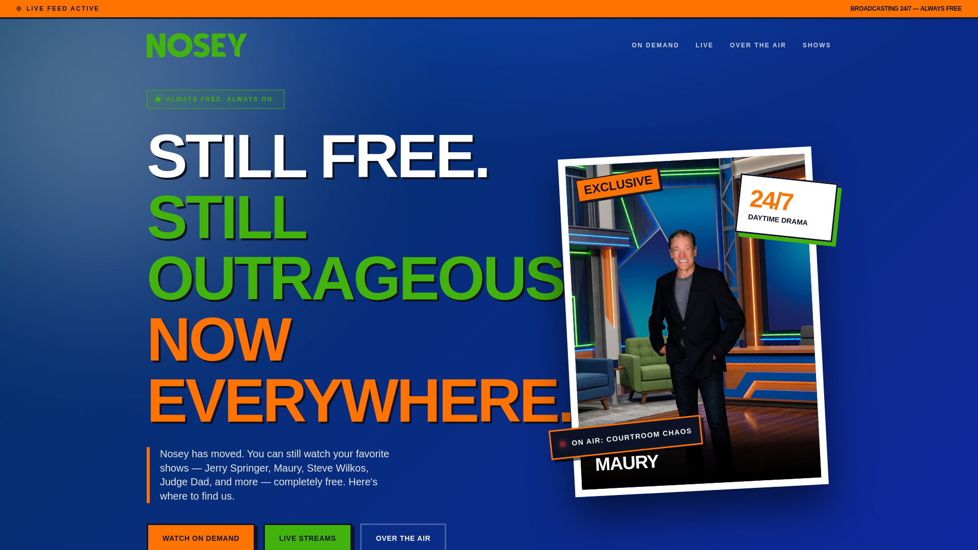 Where to Watch Nosey Free | Streaming, Live TV & Over the Air